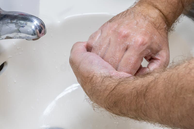 Man Washing Hands in Basin Close-up Stock Image - Image of medicine ...
