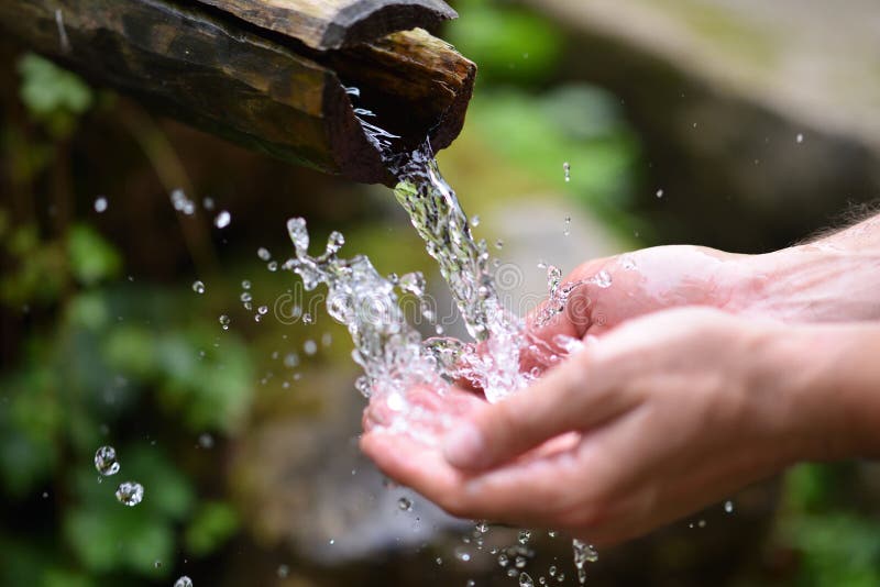 Man Washing Hands in Fresh, Cold, Potable Water Stock Photo - Image of ...
