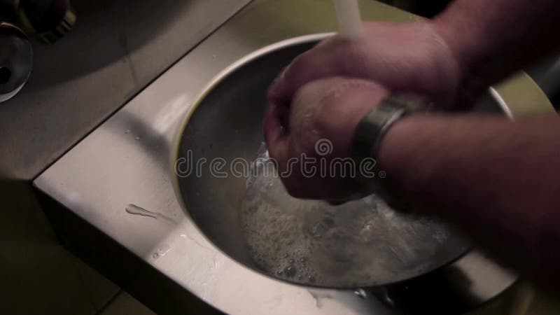 Man Washing Hands. Public Toilet Stock Footage - Video of male, door ...