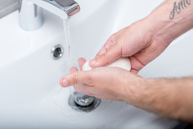 Man Washing Hands with Soup in Morning Stock Photo - Image of home ...