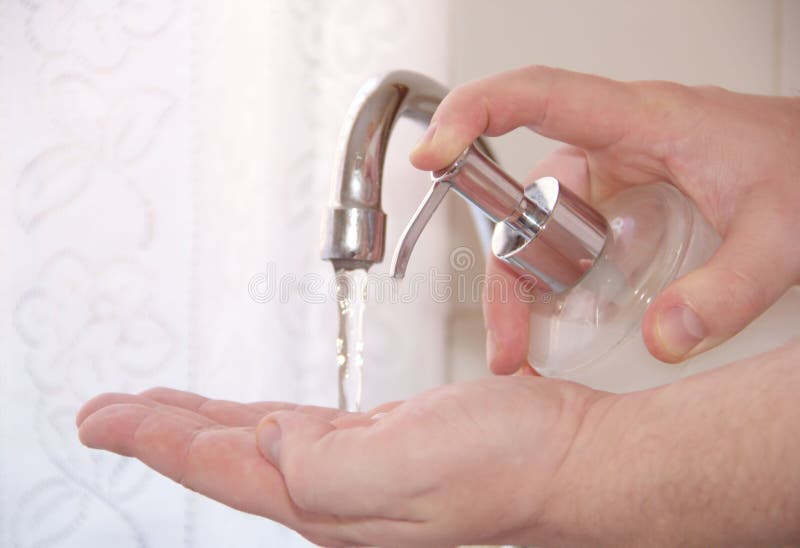Man is washing his hands stock image. Image of hand, cosmetics - 33743541