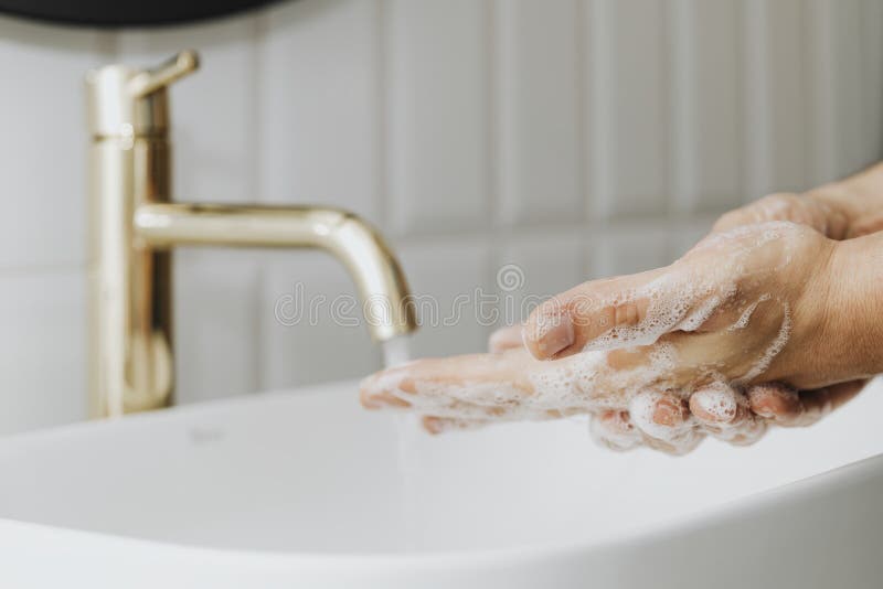 Man Washing His Hands with Soap Stock Image - Image of hygiene ...