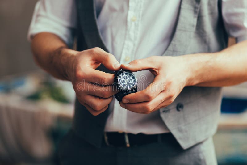 Man with watch stock image. Image of style, groom, elegant - 87500187