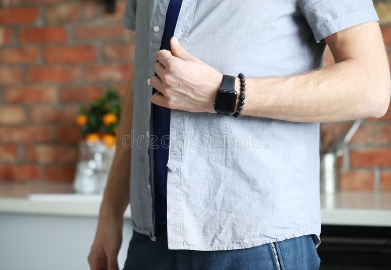 Man with watch stock image. Image of computer, innovation - 92510775