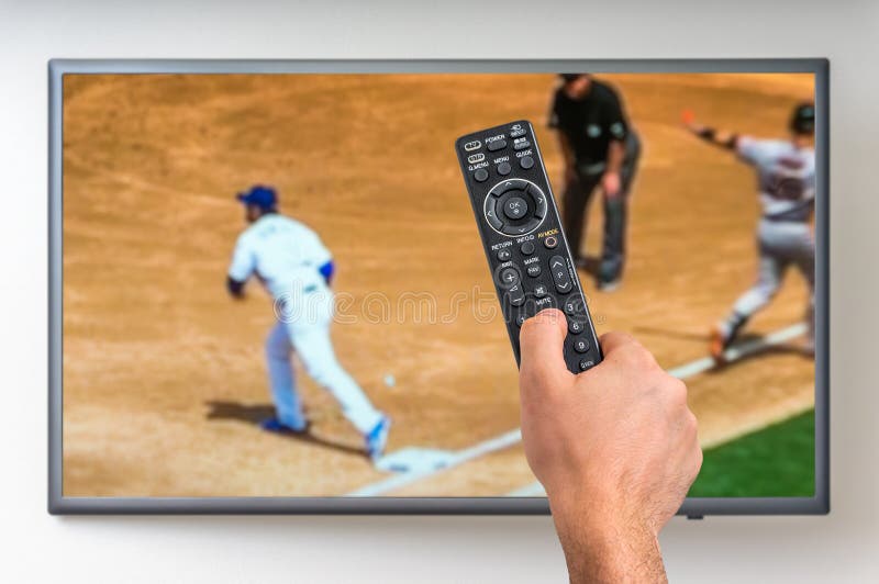 Man is Watching Baseball Match on TV Editorial Photography - Image of ...