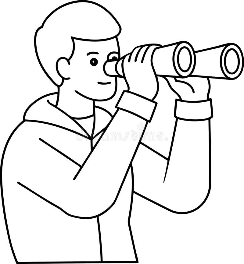 A Man Watching by-binocular 1 Stock Vector - Illustration of drawing ...