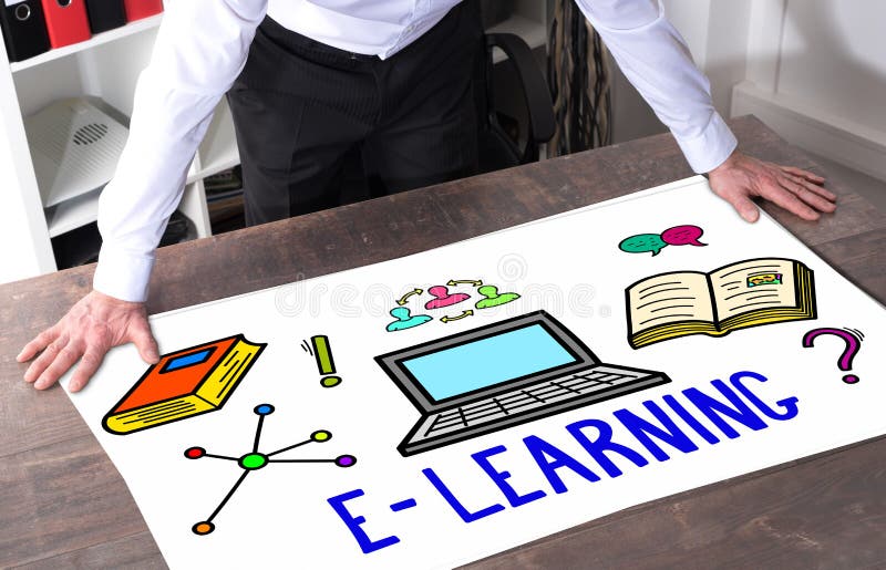 E-learning Concept on Different Devices Stock Illustration ...