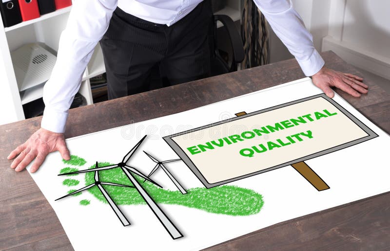Environmental Quality Concept on a Desk Stock Photo - Image of turbine ...