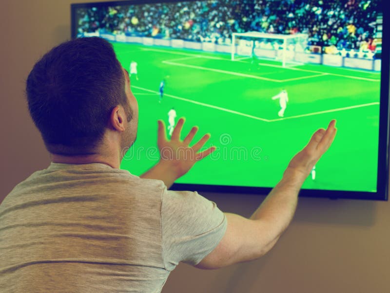 Man watching football. stock image. Image of game, competition - 70728845