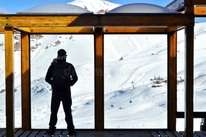A man watching the snow editorial photo. Image of silouatte - 83283021