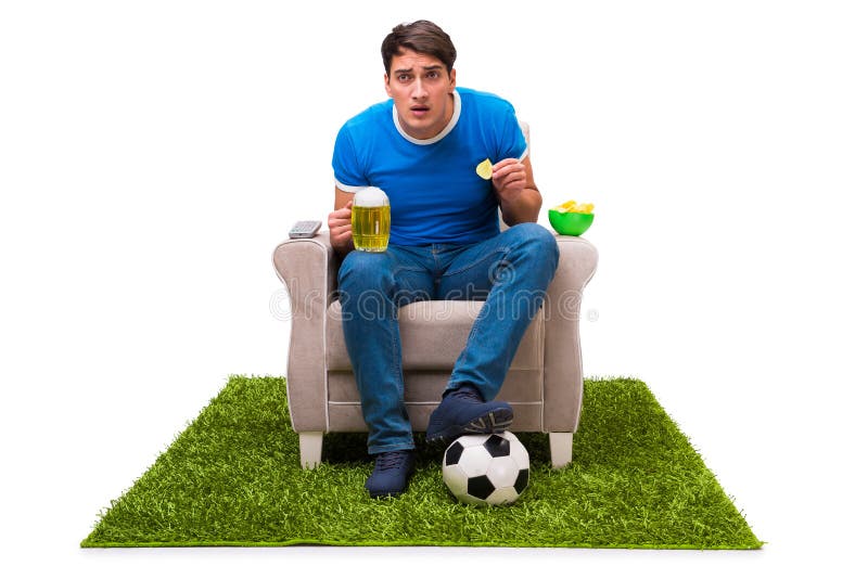 The Man Watching Sports Isolated on White Background Stock Image ...