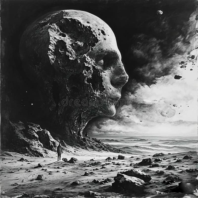 Destruction of a Statue in the Desert Stock Photo - Image of drawing ...