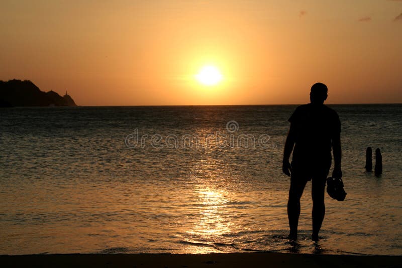 Man watching sunset stock photo. Image of beach, watching - 654806