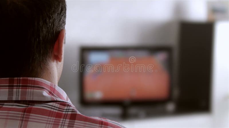 Sad Man Watching Television and Crying on Sofa at Night Stock Footage ...