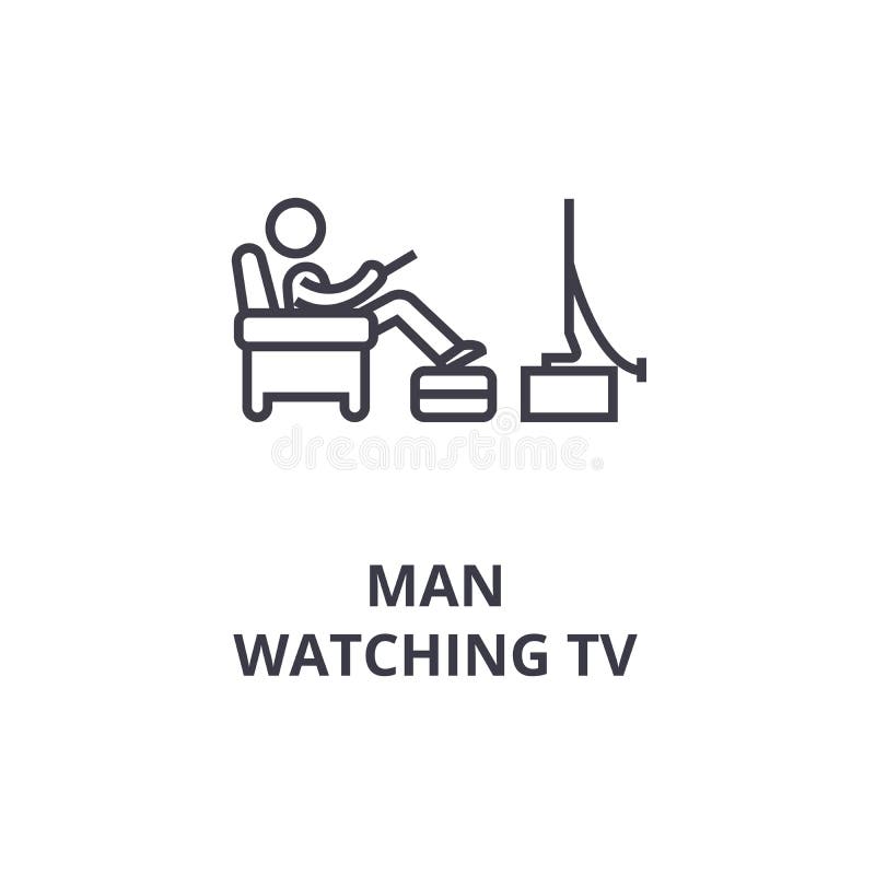 Human Watching Television Symbol Stock Vector - Illustration of remote ...