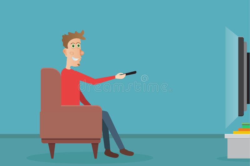 Man Watching TV. Vector Illustration Stock Vector - Illustration of ...