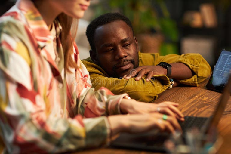 Man Watching for the Work of Programmer Stock Image - Image of metadata ...