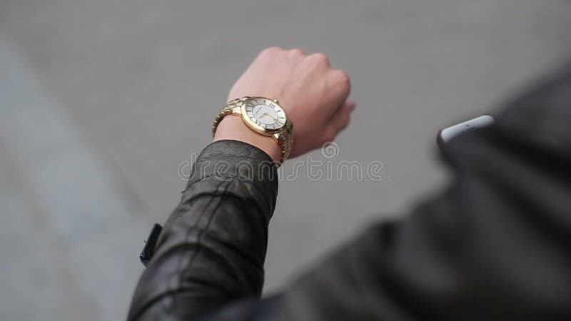 Wrist Watch with a Black Dial with Shiny Moving Hands Stock Footage ...