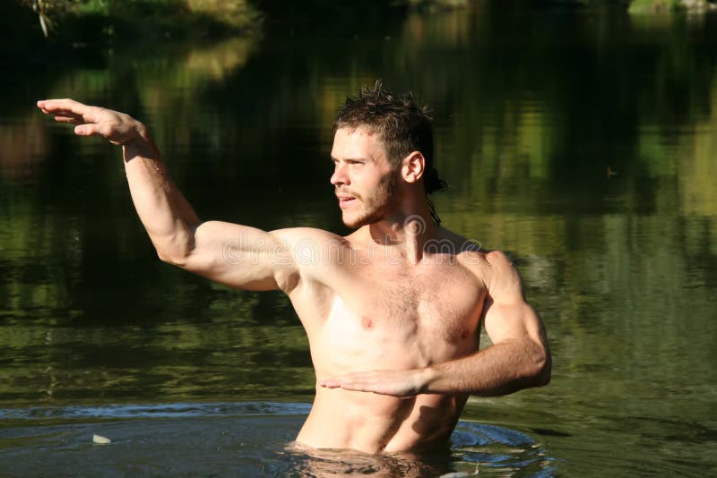 Man in water. stock image. Image of color, balance, healthy - 24705345