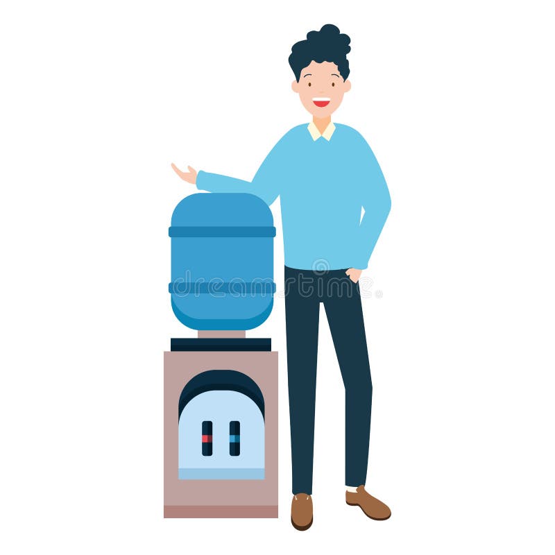 Man with water dispenser stock illustration. Illustration of purified ...