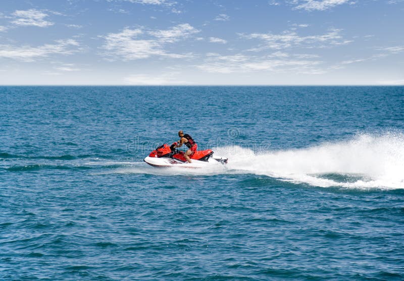The Man on a Water Motorcycle Stock Photo - Image of nature, bald: 2600204