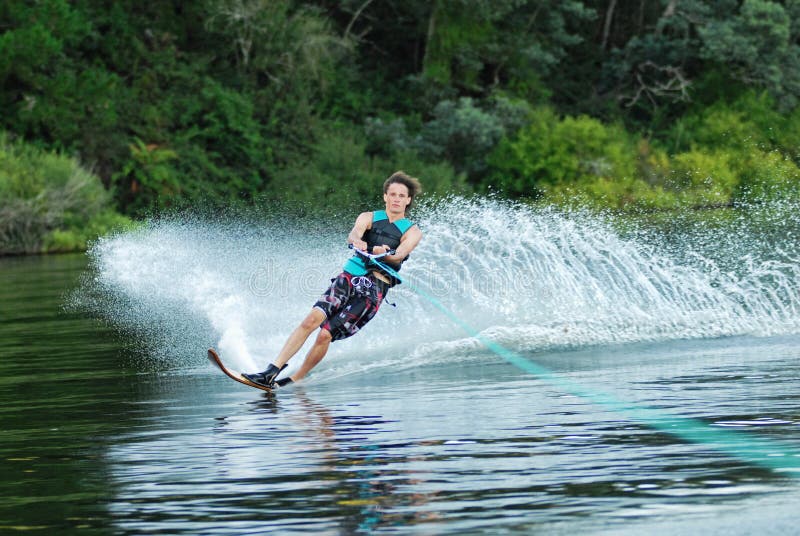 Man water skiing on lake stock image. Image of lake, spray - 67189739