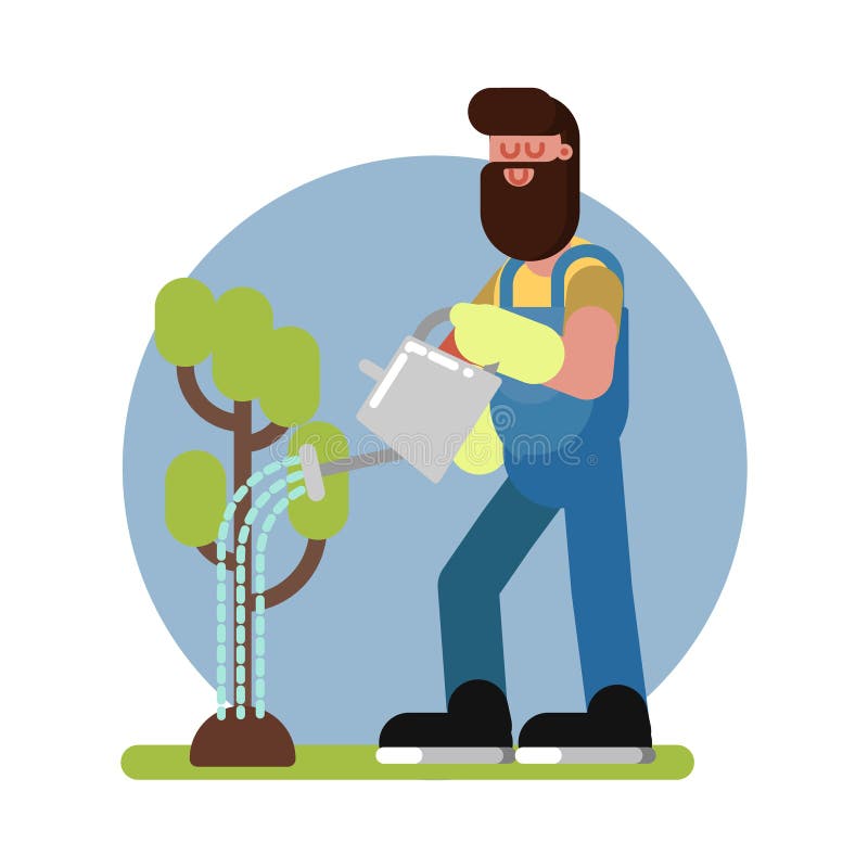 Man watering the tree stock vector. Illustration of primitive - 113470375 Man watering the tree stock vector. Illustration of primitive - 113470375