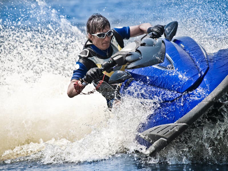Man on Wave Runner stock image. Image of enjoyment, blue - 11568753