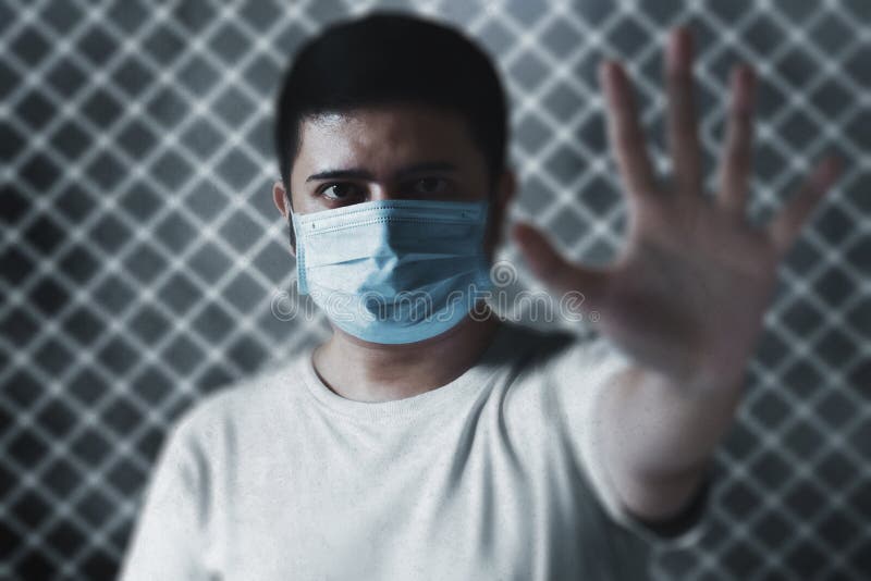 Man wear medical face mask stock image. Image of medicine - 183258569