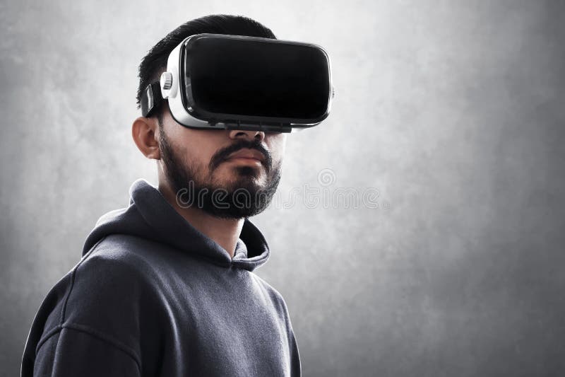 Man Wear Virtual Reality Headset Stock Image - Image of male ...