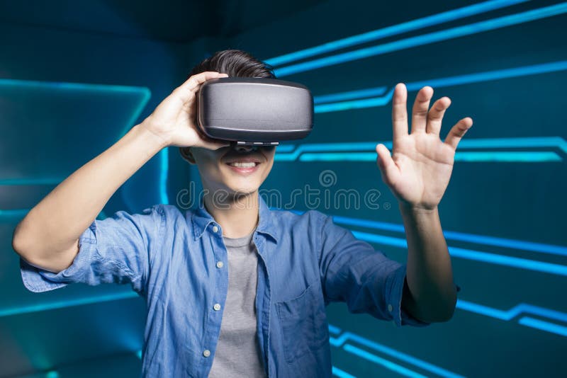 Man wear vr stock photo. Image of look, project, equipment - 94909340