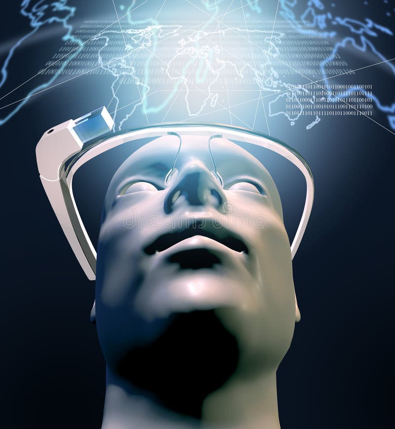 Man with Wearable Computer Technology with an Optical Head-mounted ...