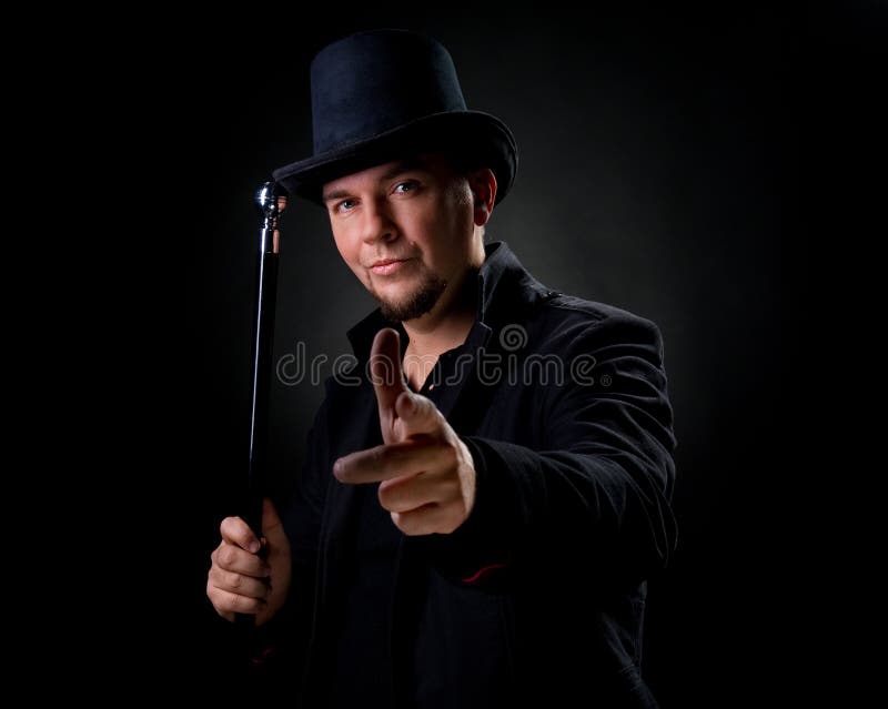 Man Wearing Black Hat and Jacket Pointing on You Stock Image - Image of ...