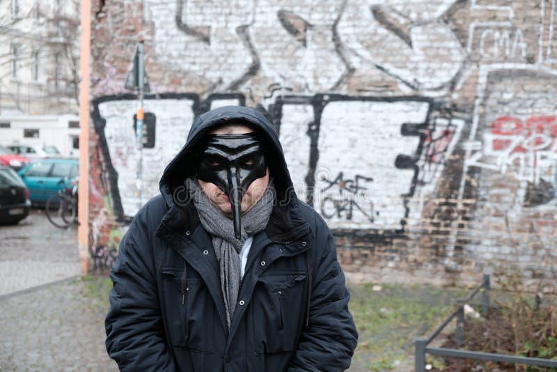 Man wearing a black mask stock image. Image of naples - 106346781