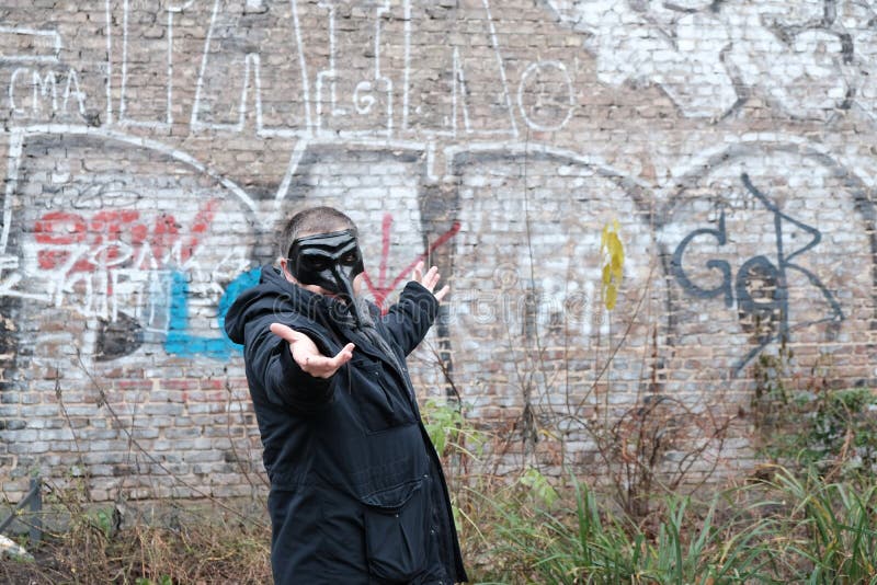 Man wearing a black mask stock image. Image of naples - 106346781