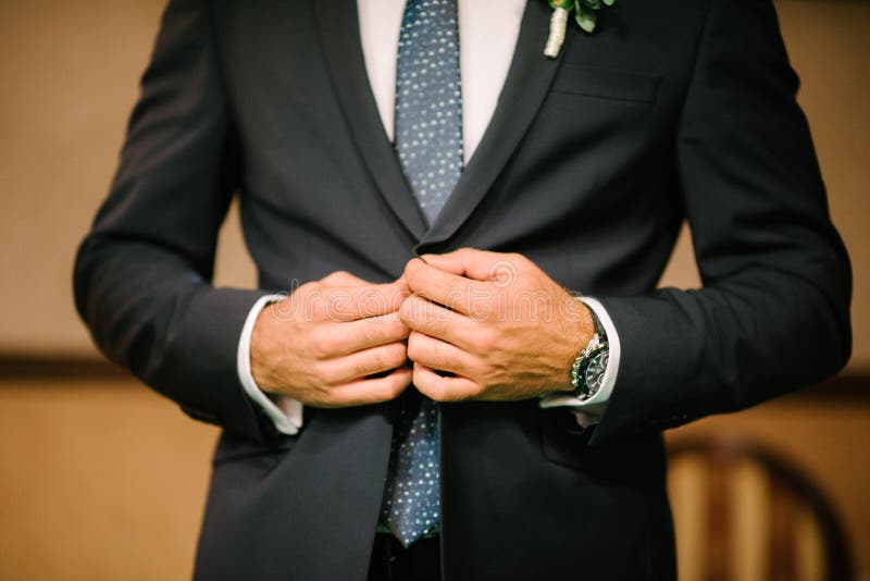 The Man is Wearing a Black Suit Stock Image - Image of black, suit ...