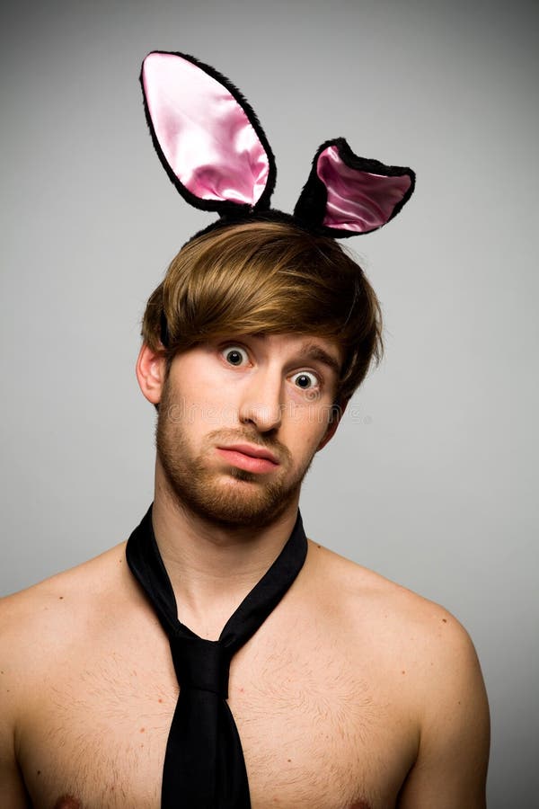 Man wearing bunny ears stock photo. Image of shoulders - 22516914