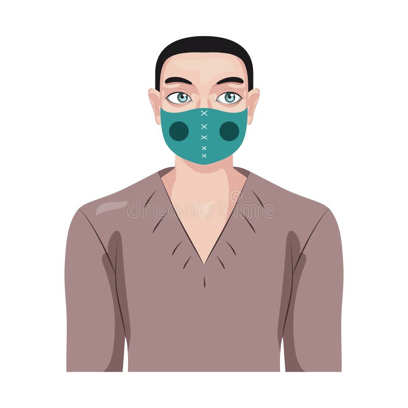 Man wearing a face mask stock vector. Illustration of safety - 194173483