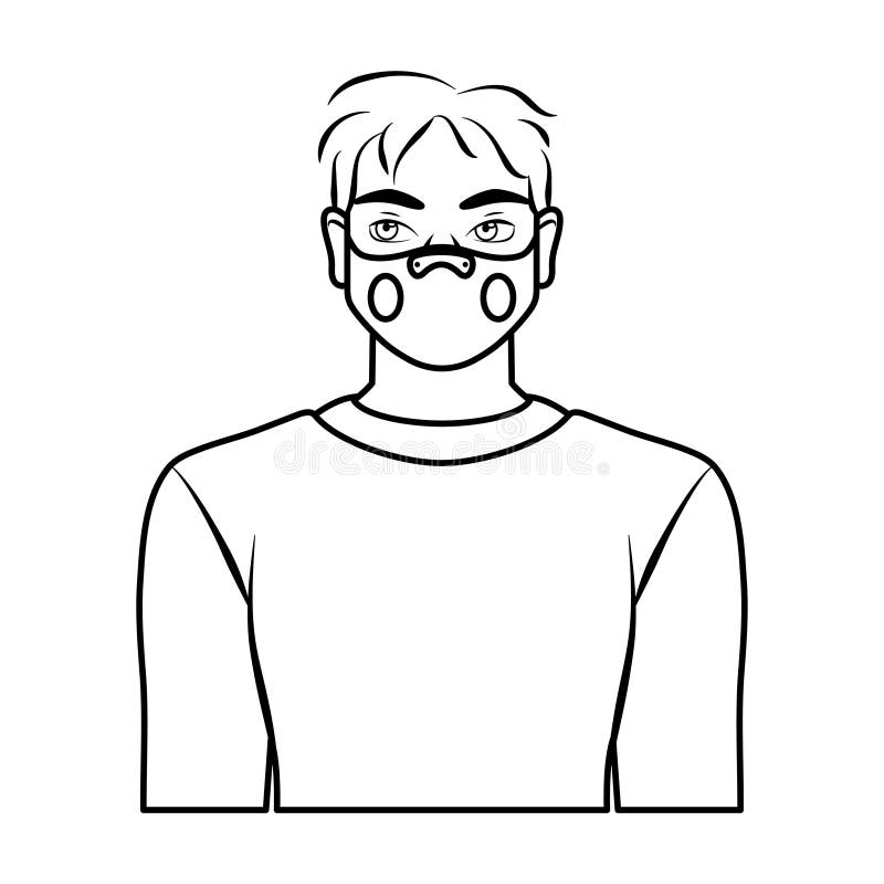 Man wearing a face mask stock vector. Illustration of coronavirus ...