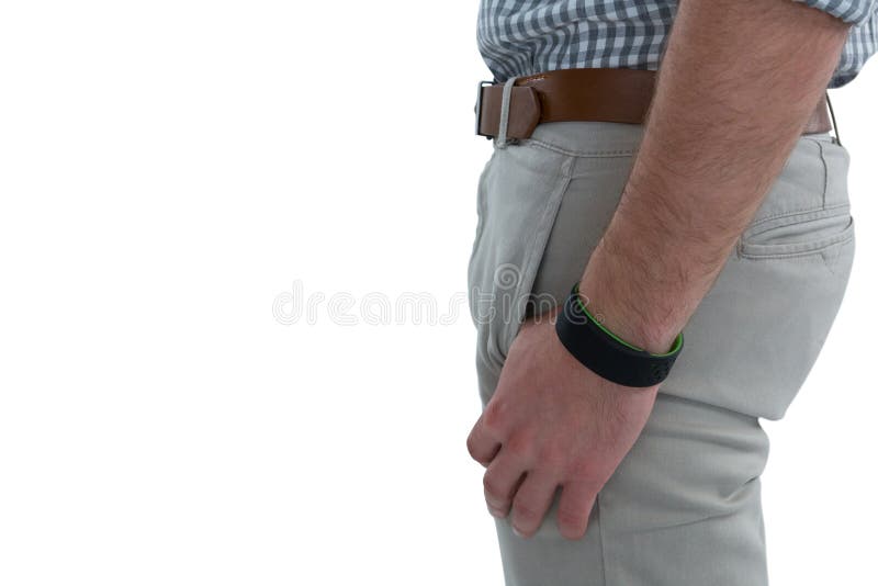 Man wearing fitness band stock photo. Image of time, white - 99471544