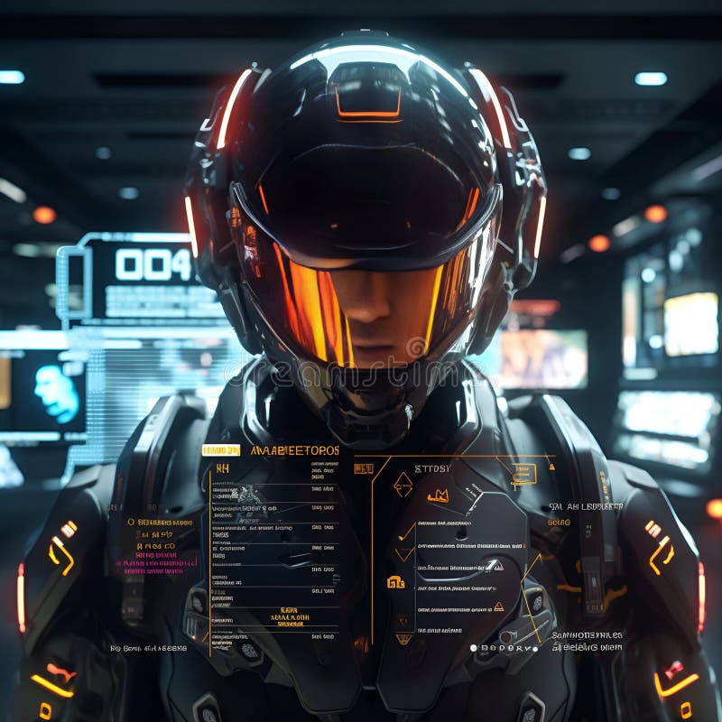 A Man Wearing a Future Advanced Battle Suit, Ai Generative Stock ...