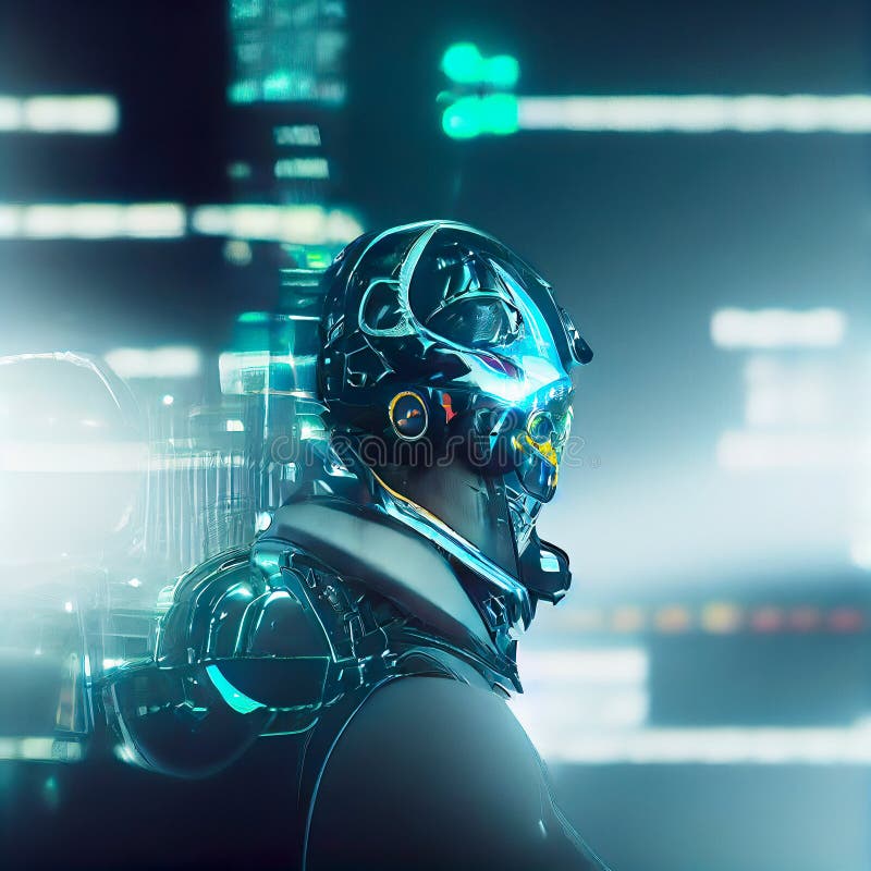 A Man Wearing a Futuristic Suit and Helmet in a High-tech Setting ...