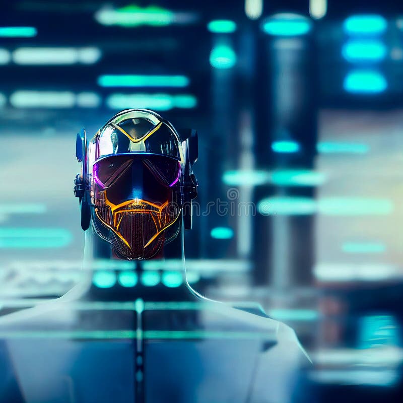 A Man Wearing a Futuristic Suit and Helmet in a High-tech Setting ...
