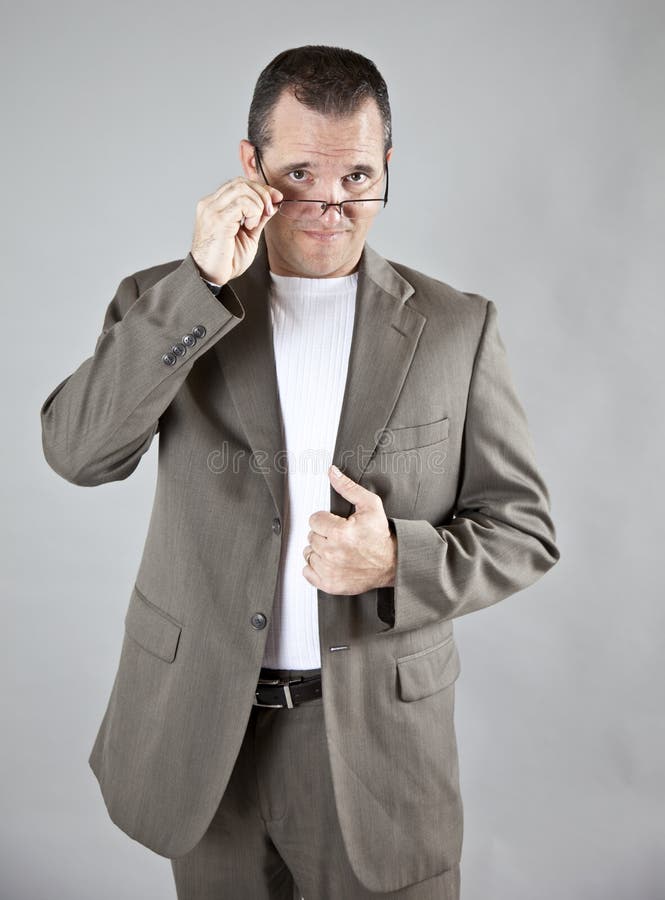 Man Wearing Glasses Disapproving Look Stock Photo - Image of design ...