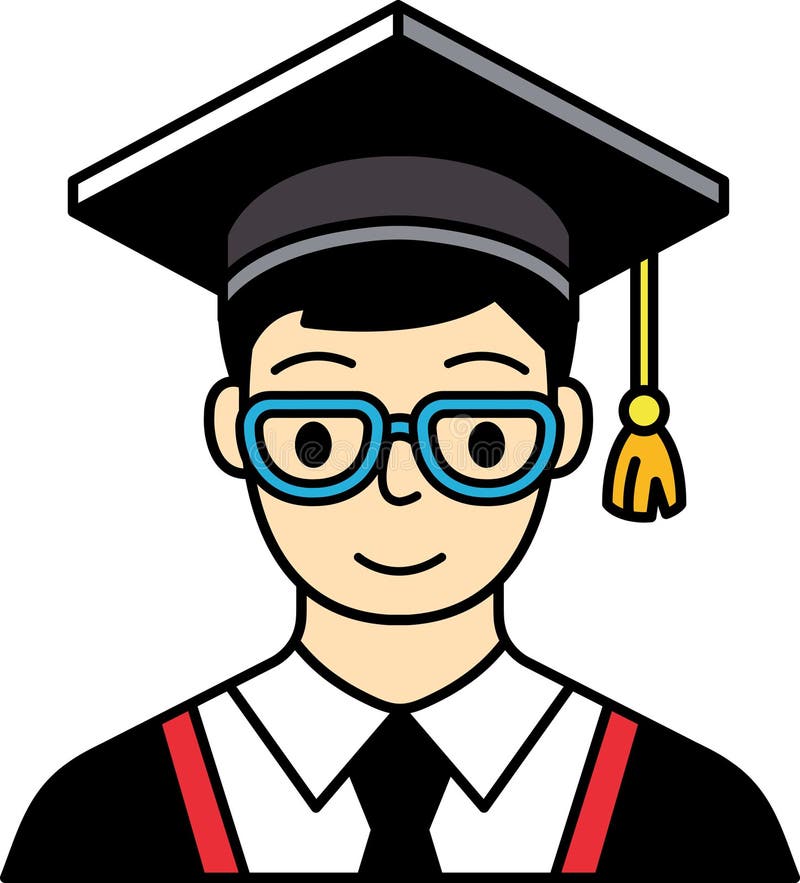 A Man Wearing Graduation Gown Stock Vector - Illustration of male ...