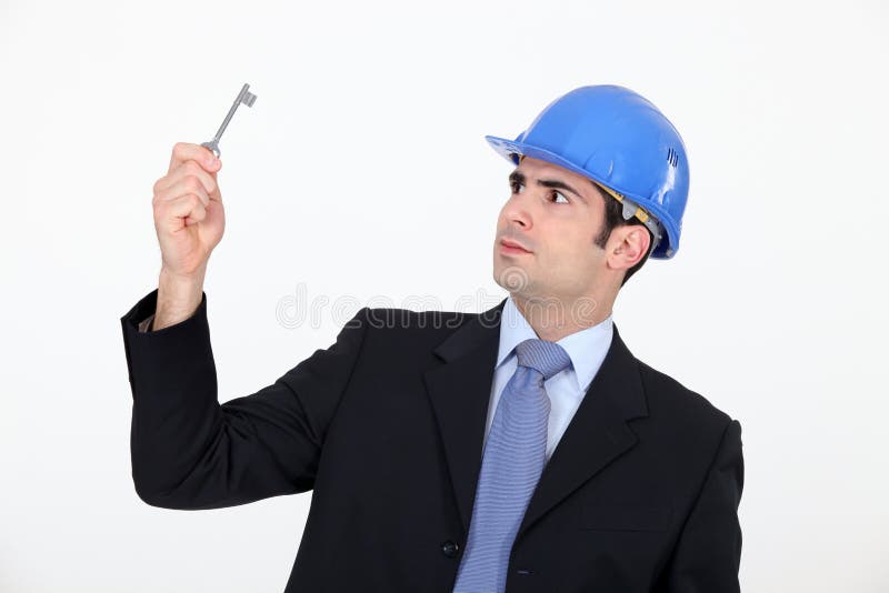 Man wearing hard hat stock image. Image of build, businessman - 28641591