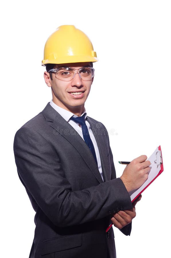 The Man Wearing Hard Hat and Construction Vest Stock Image - Image of ...