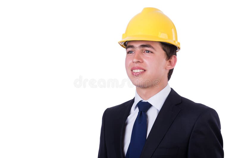 Man Wearing Hard Hat Isolated Stock Image - Image of office, engineer ...