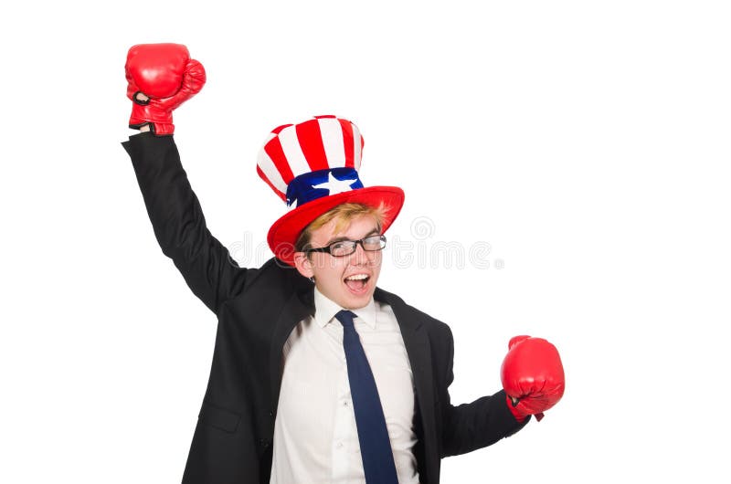 The Man Wearing Hat with American Symbols Stock Image - Image of ...