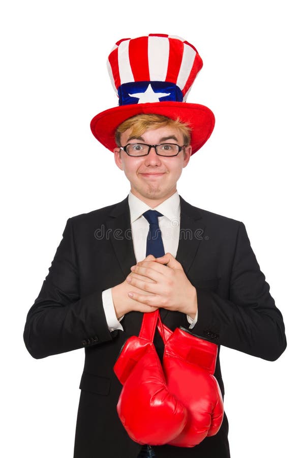 The Man Wearing Hat with American Symbols Stock Photo - Image of ...
